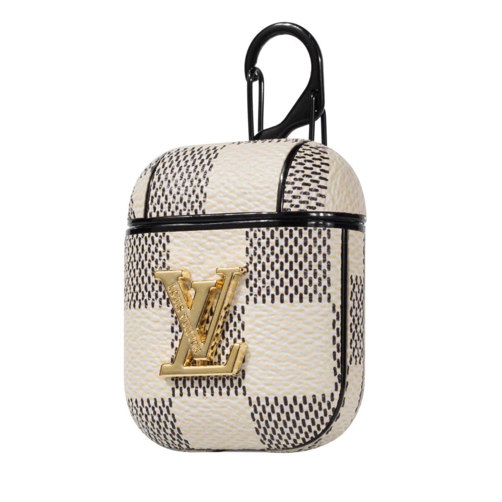 Louis Vuitton White Checkerboard with Metal LV Airpods Pro 1 2 3 Case ...